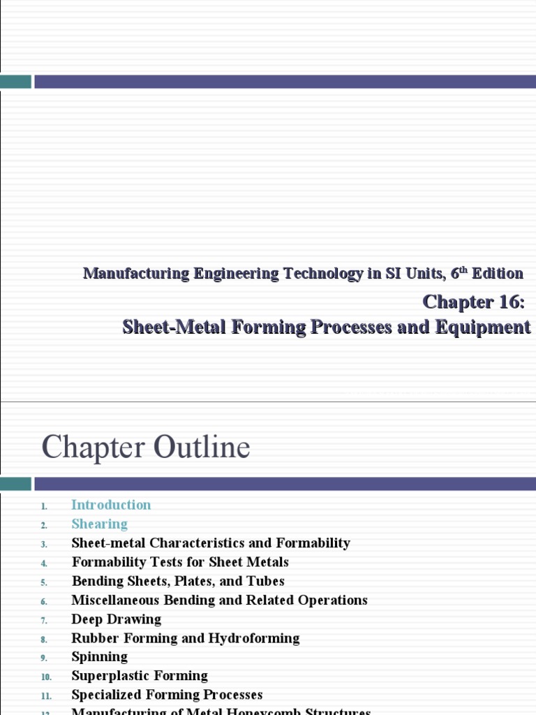 Chap 16 Sheet-Metal - Forming | Download Free PDF | Sheet Metal ...