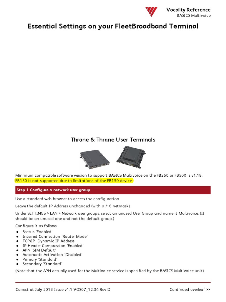 FleetBroadband Multivoice Setup Guide | PDF | Ip Address | Port ...