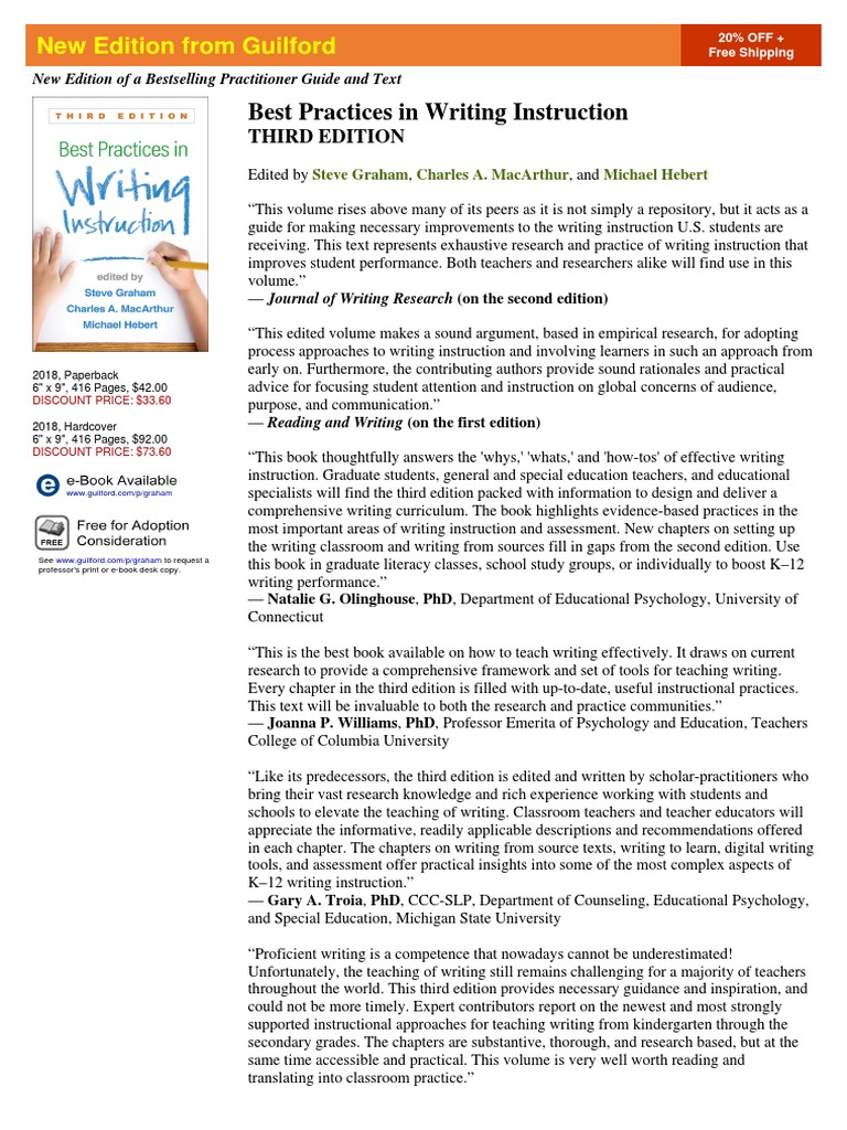 Best Practices in Writing Instruction | PDF