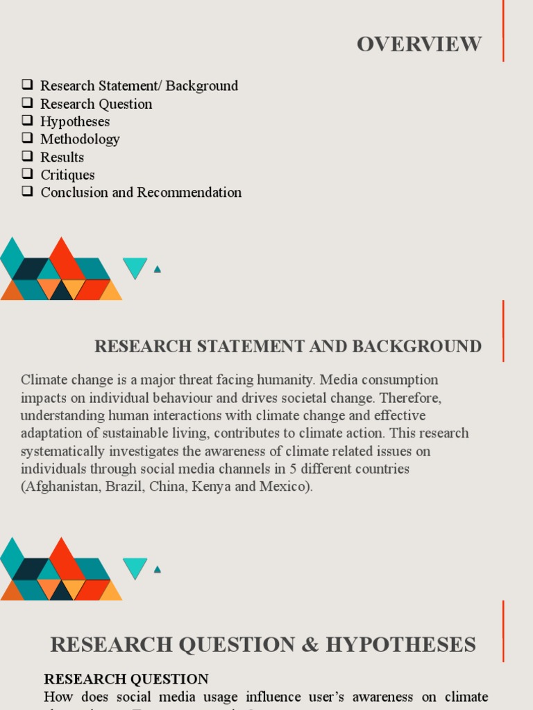 Research Statement/ Background Research Question Hypotheses Methodology ...