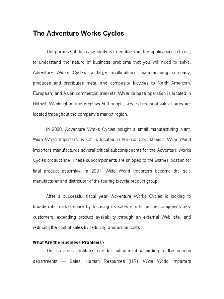 The Adventure Works Cycles: What Are The Business Problems? | PDF ...