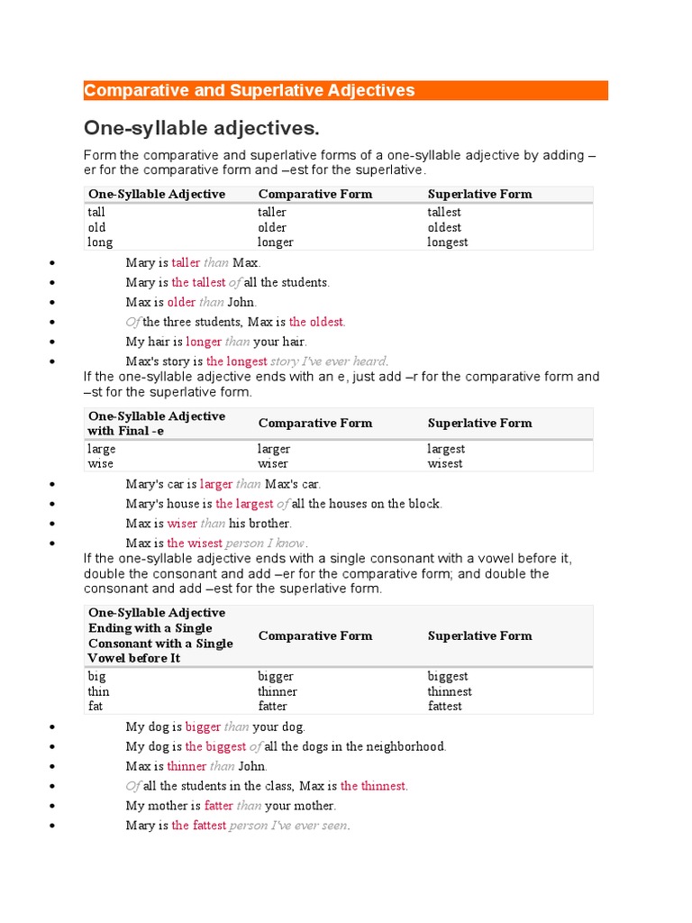 Forming Comparative and Superlative Adjectives | PDF | Semantics ...