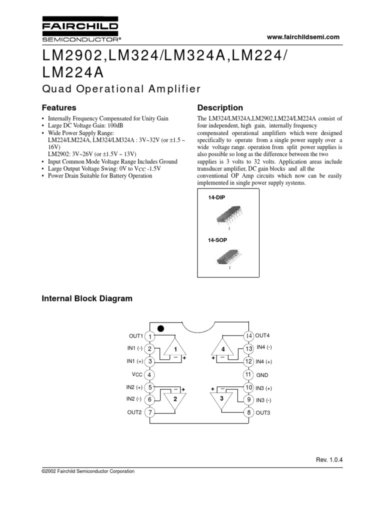 LM324N Datasheet | PDF | Operational Amplifier | Amplifier