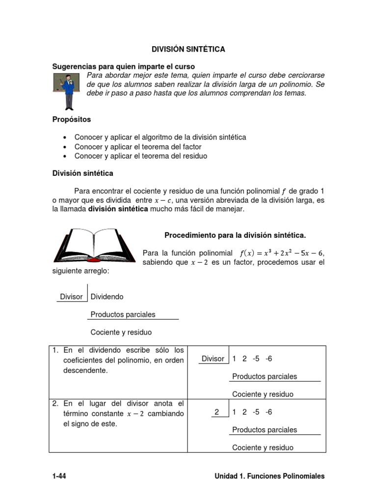 División Sintética y Factorización de Polinomios | PDF | División ...