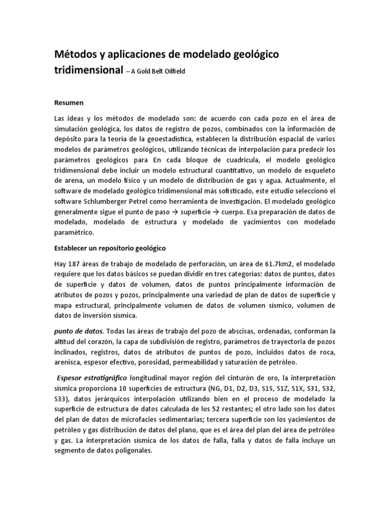 Modelado Geológico 3D en Cinturón de Oro | PDF | Estocástico | Falla ...