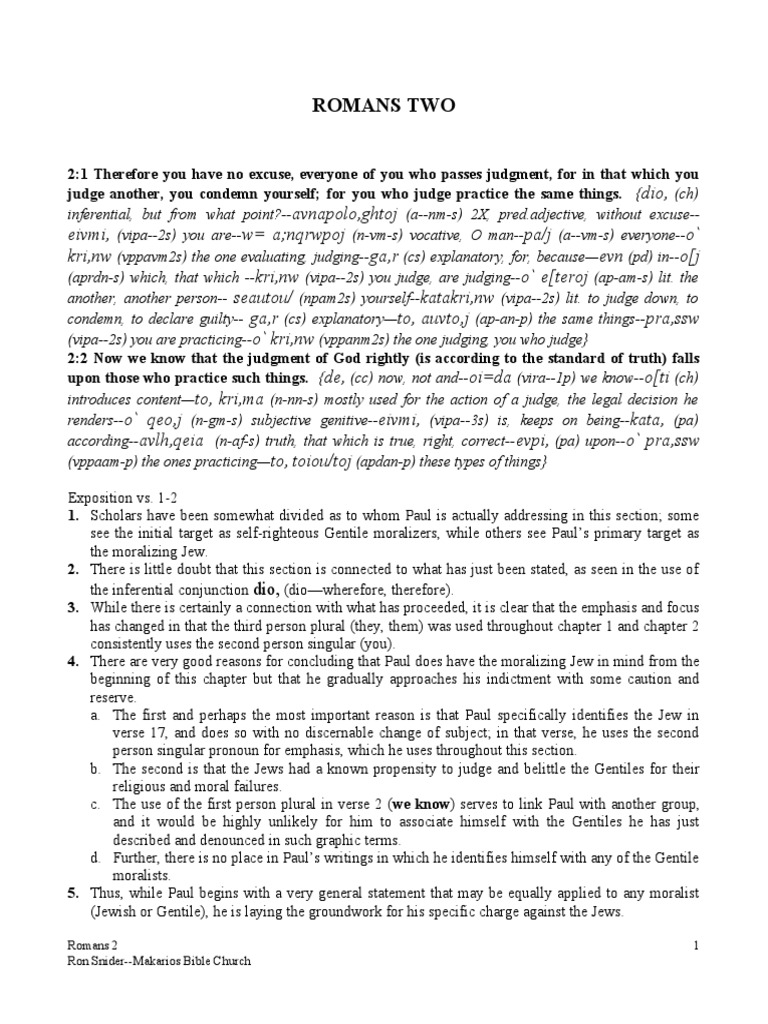Romans 2 Pdf Epistle To The Romans Last Judgment