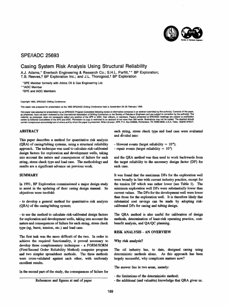 Casing System Risk Analysis Using Structural Reliability PDF | PDF ...
