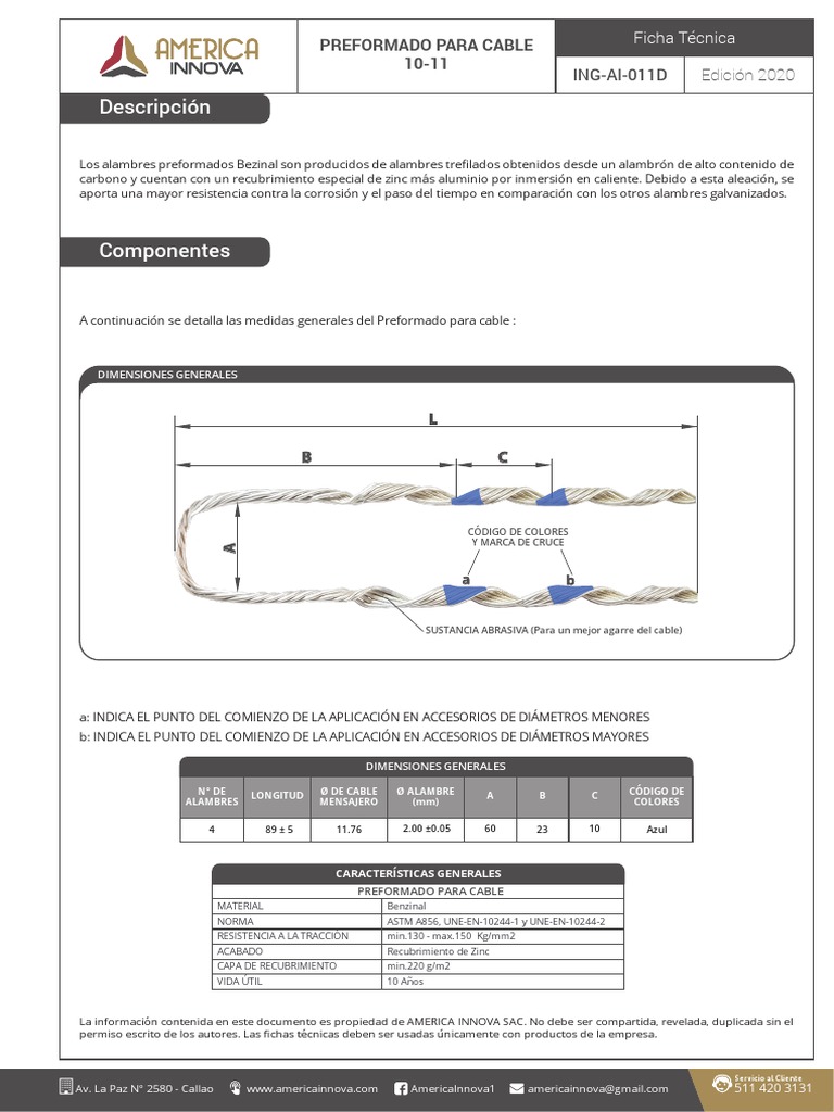 ING-AI-011D - Preformado para Cable 10 A 11 | PDF | Revestimiento ...