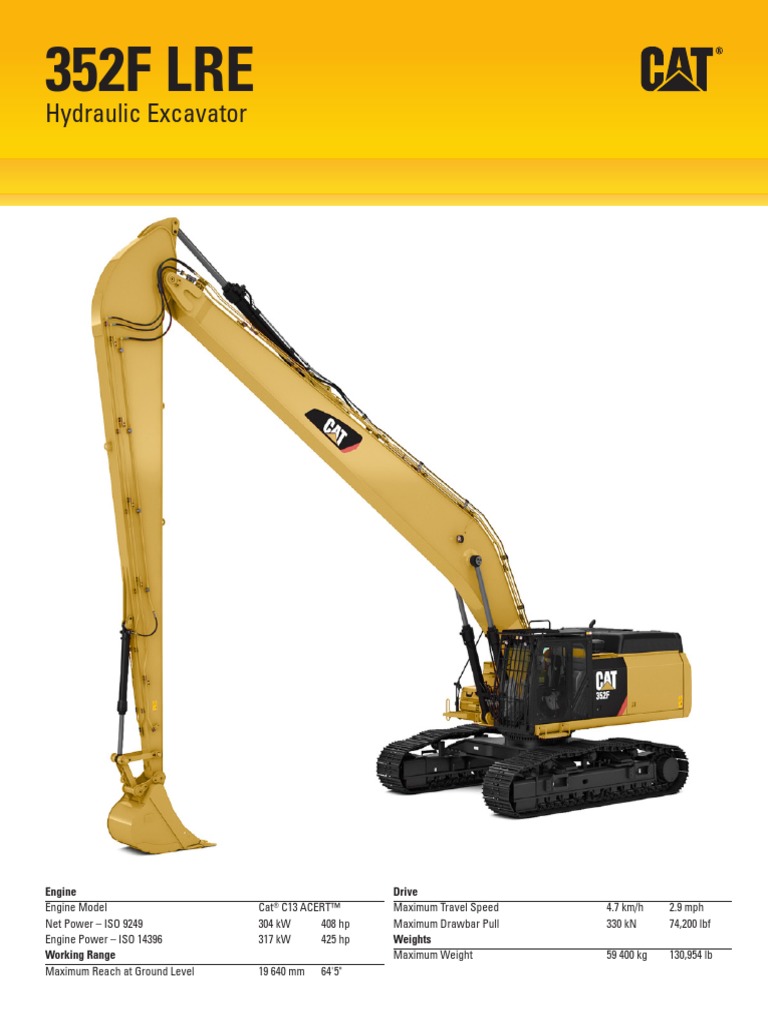 CAT 352 Long Reach | PDF | Horsepower | Vehicles