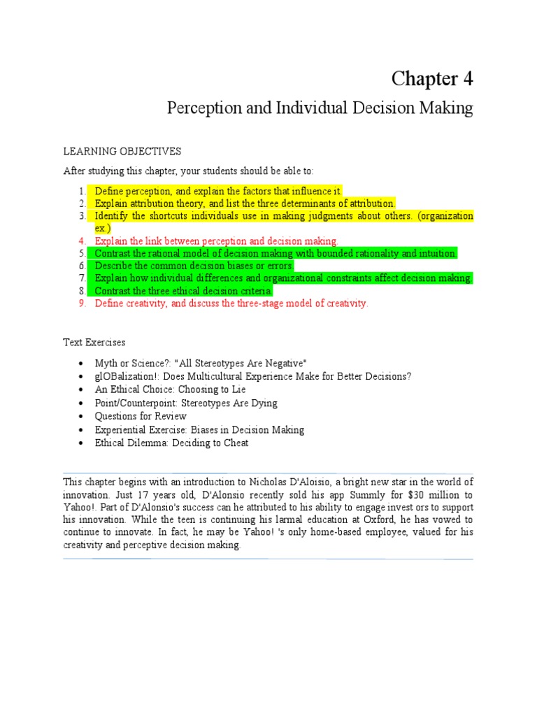 Chapter 04 - OB | Download Free PDF | Bias | Decision Making