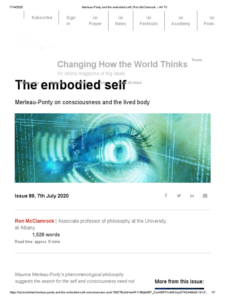 The Embodied Self: Changing How The World Thinks | PDF | Perception ...