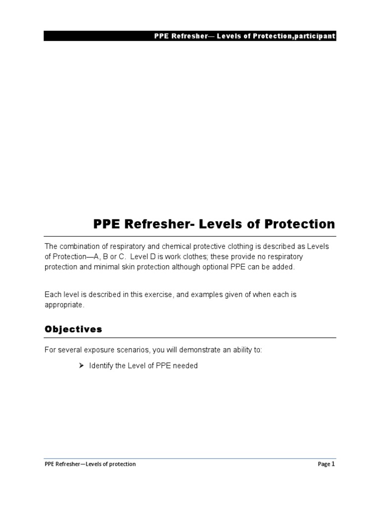 4 Level of Ppe | PDF | Personal Protective Equipment | Sports Equipment
