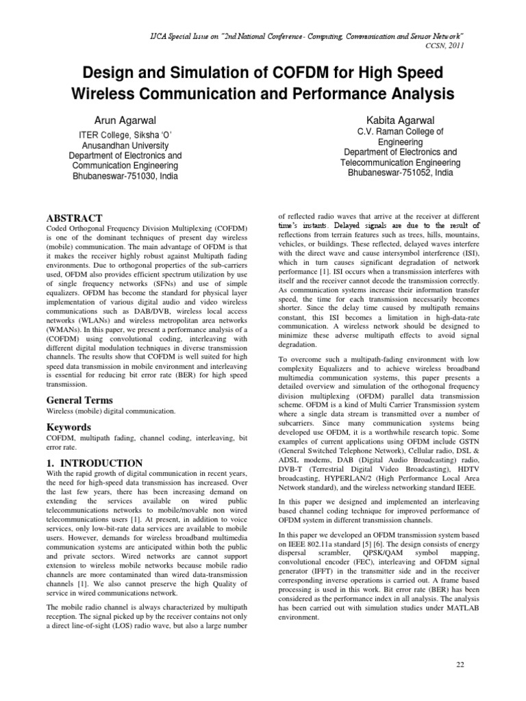 Design and Simulation of COFDM For High PDF | PDF | Orthogonal ...