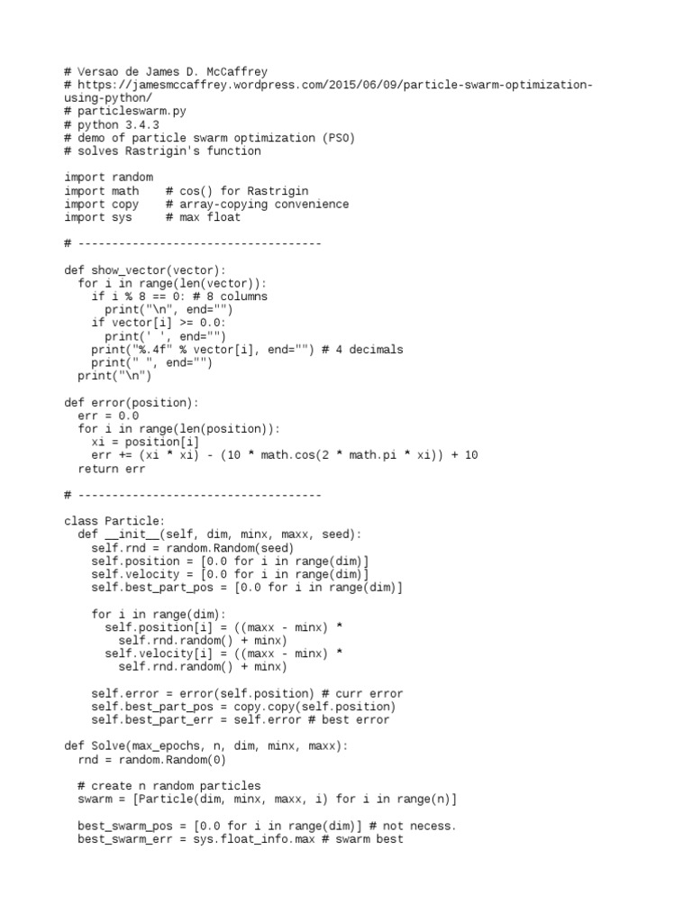 Exemplo PSO Rastrigin Python | PDF | Applied Mathematics | Machine Learning