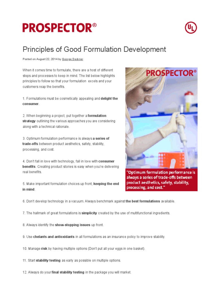 Principles of Good Formulation Development - Prospector Knowledge ...