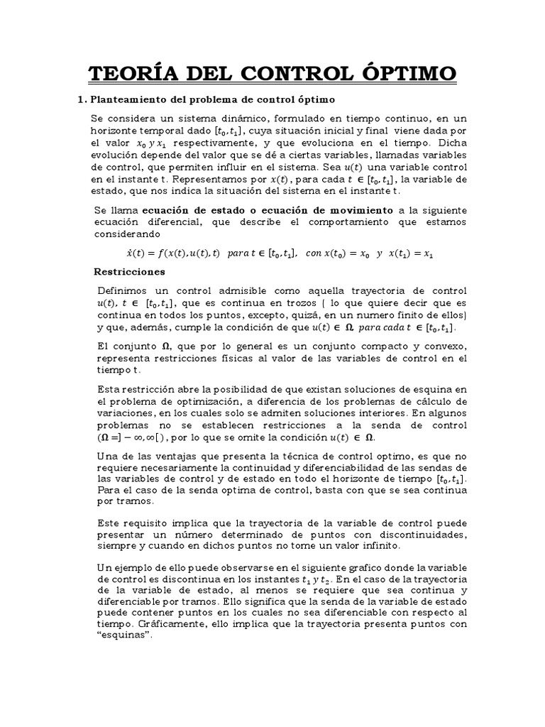 Teoría Del Control Óptimo | PDF | Optimización Matemática | Ecuaciones