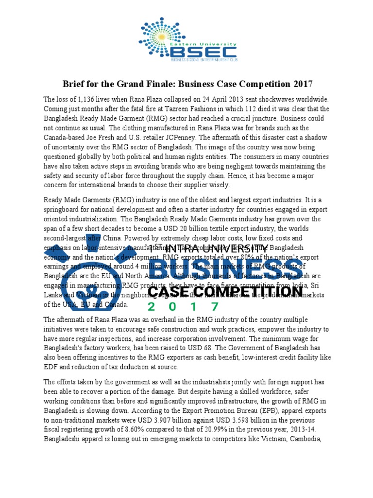 Brief For The Grand Finale: Business Case Competition 2017 | PDF ...