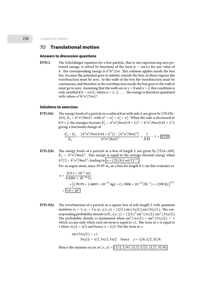 Pchem-Instructor-Solutions (B, Even) - 7DF PDF | PDF | Wave Function | Electronvolt