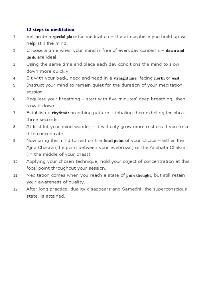 A 12-Step Guide to Achieving Inner Peace Through Meditation | PDF