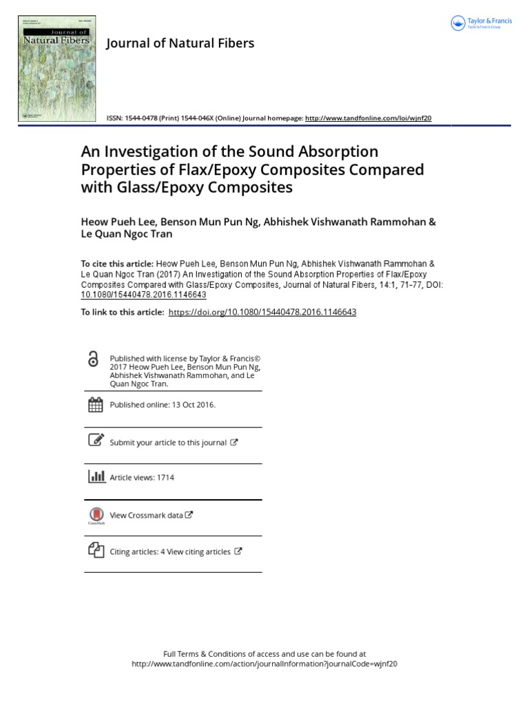 An Investigation of The Sound Absorption Properties of Flax Epoxy ...