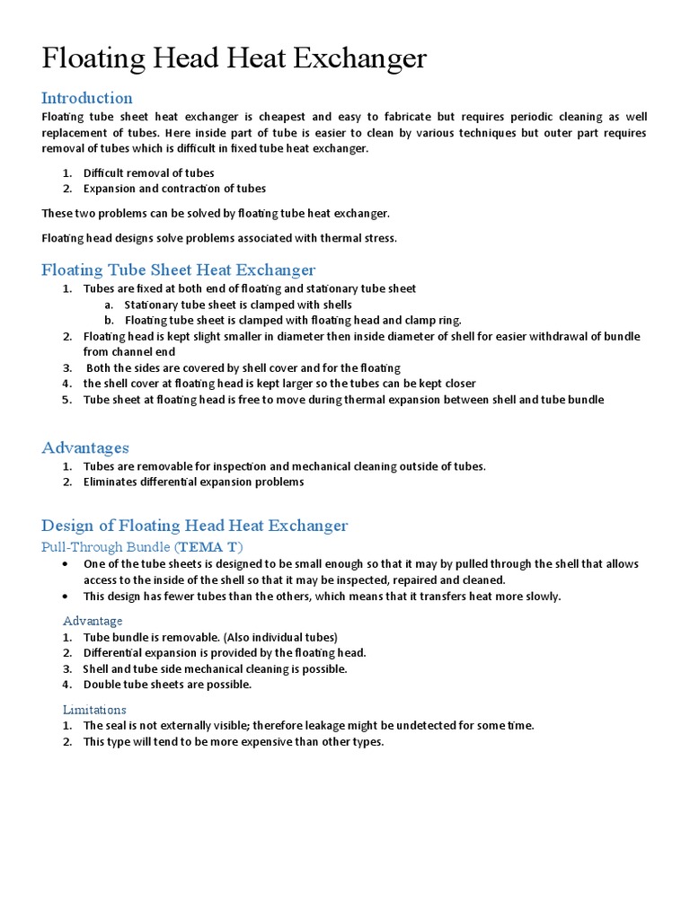 Floating Head Heat Exchanger | PDF | Heat Exchanger | Pressure