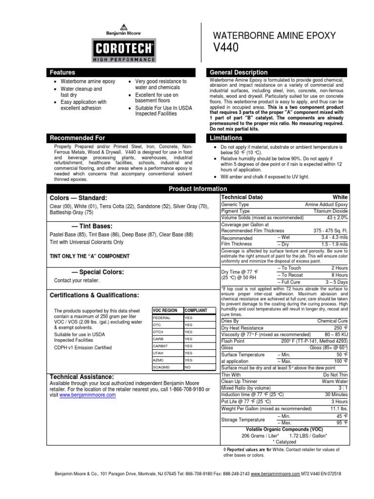 Corotech V440 - TDS EN OKF PDF | Download Free PDF | Epoxy | Paint