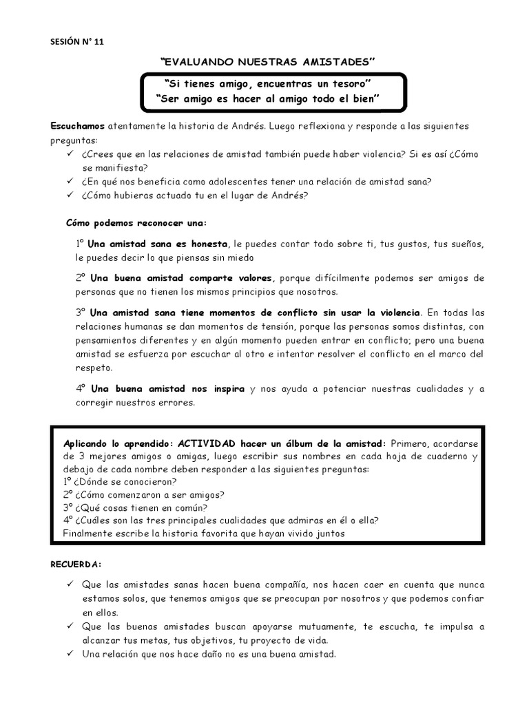 Evaluando Amistades Saludables | PDF