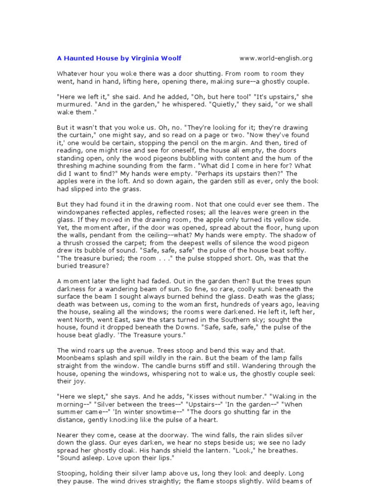 A Haunted House by Virginia Woolf | PDF | Mrs Dalloway | Virginia Woolf