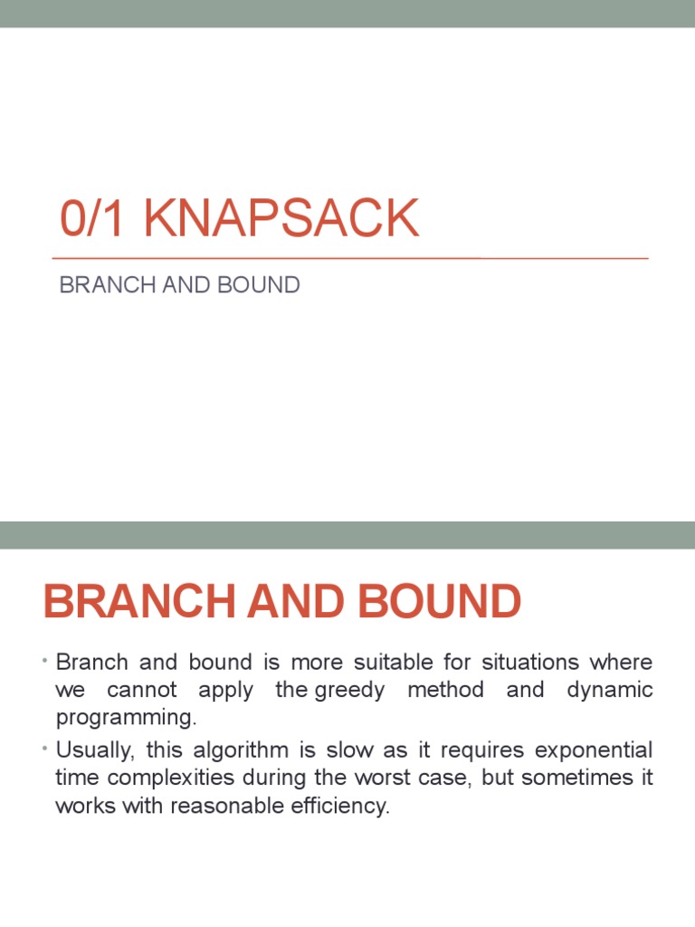 0/1 Knapsack: Branch and Bound | PDF | Computational Science | Discrete ...