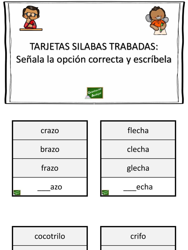 Tarjetas Silabas Trabadas PDF | PDF