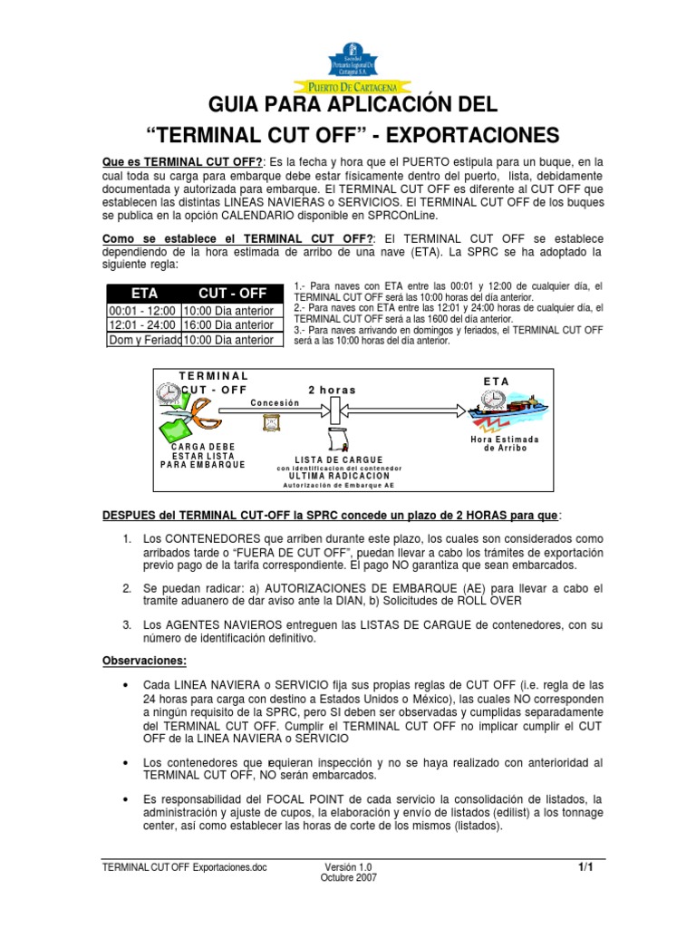Guía del Terminal Cut Off en Exportaciones | PDF | Business