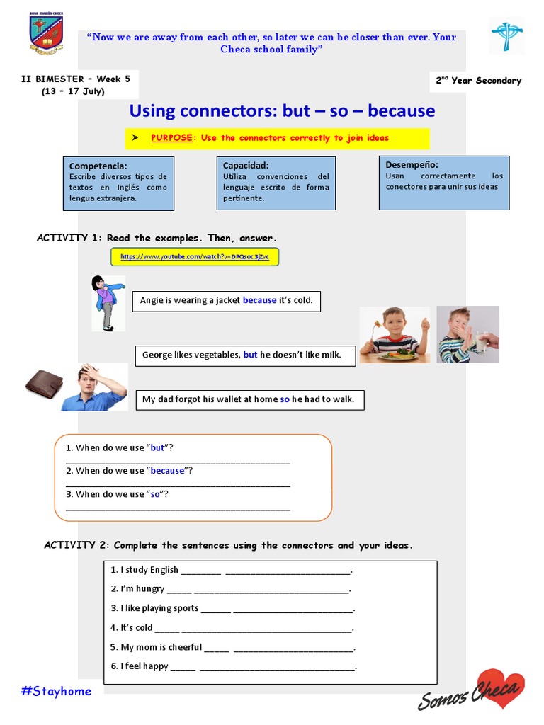 Connectors in English: But, So, Because | PDF