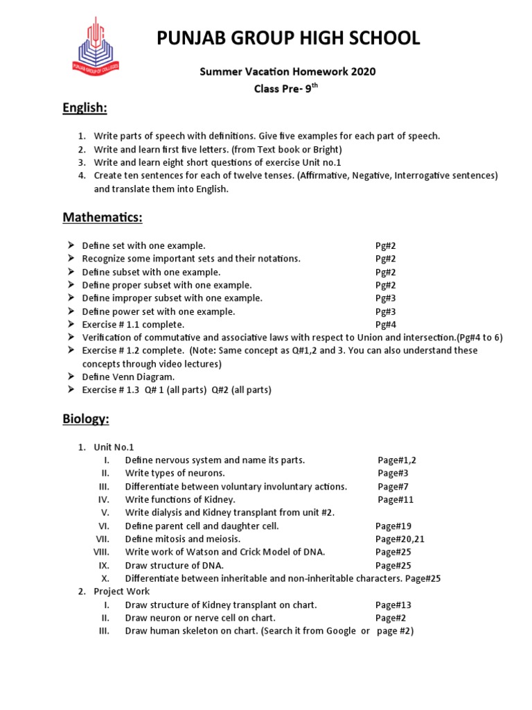 Summer Homework for Pre-9th Grade | PDF | Ion | Chemical Reactions