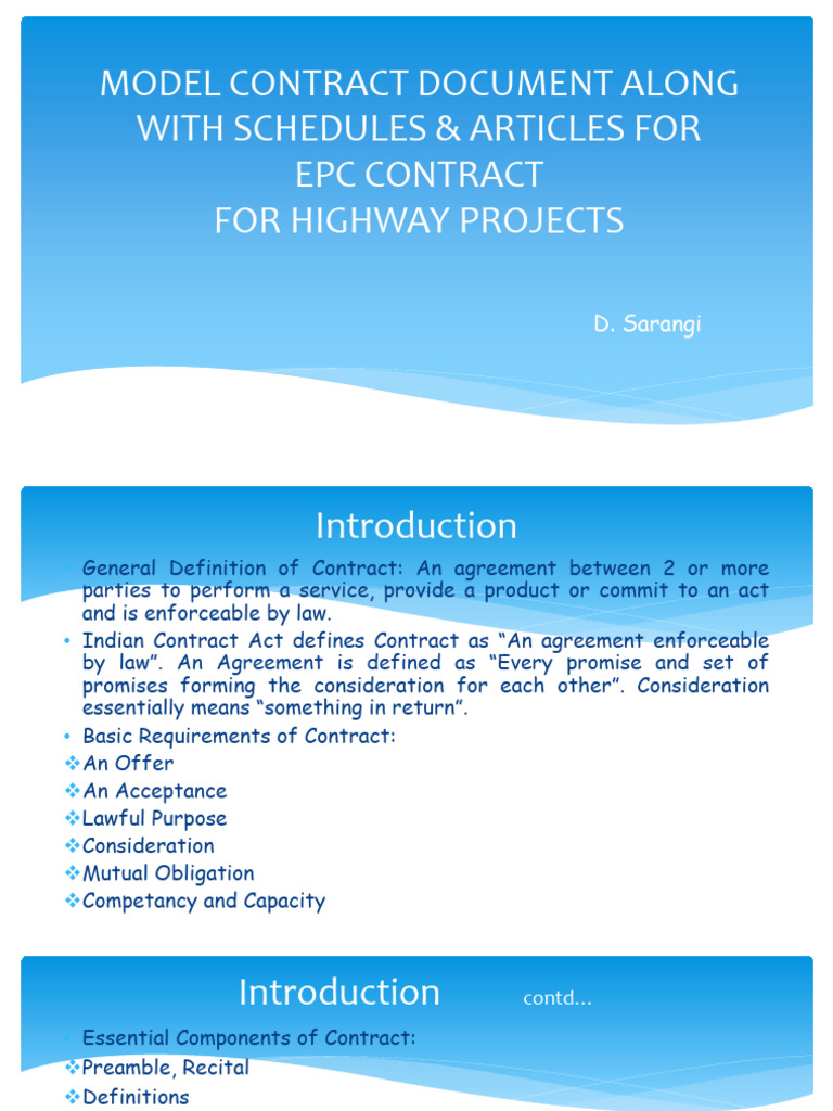 Model EPC Contract for Highway Projects | PDF | Taxes | Road