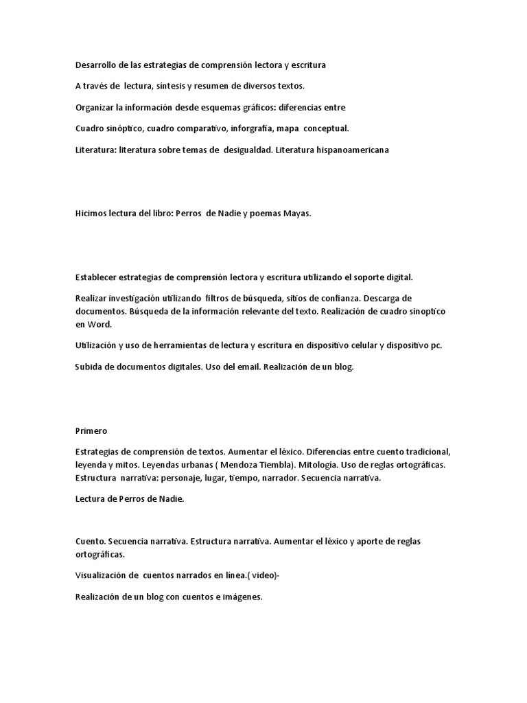 Desarrollo de Las Estrategias de Comprensión Lectora y Escritura | PDF