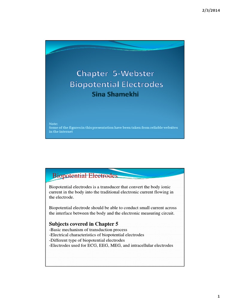 Biopotential Electrodes: Subjects Covered in Chapter 5 | PDF | Redox | Ion