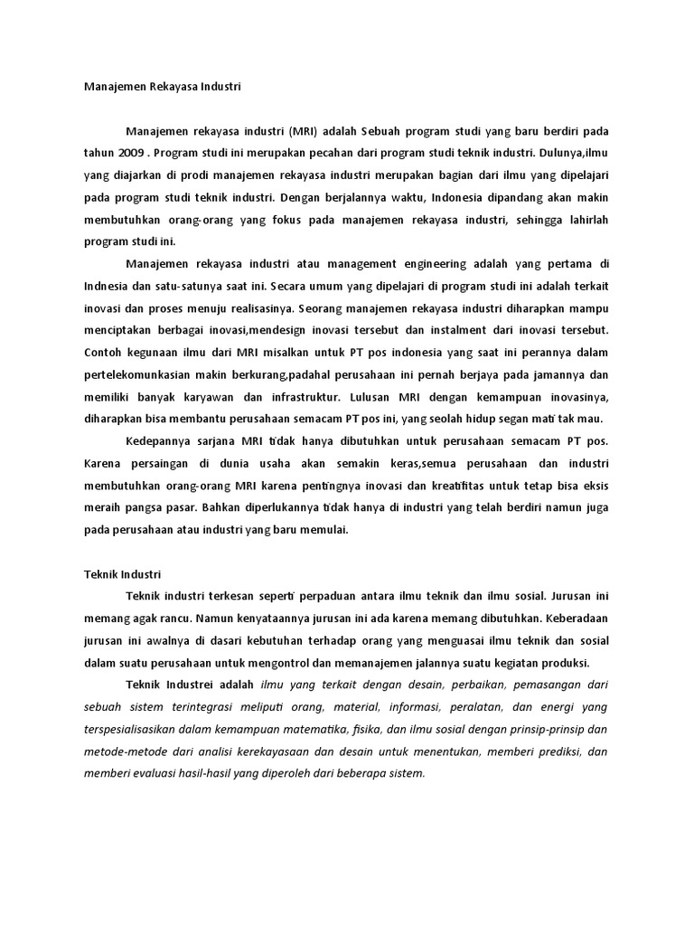 Manajemen Rekayasa Industri | PDF