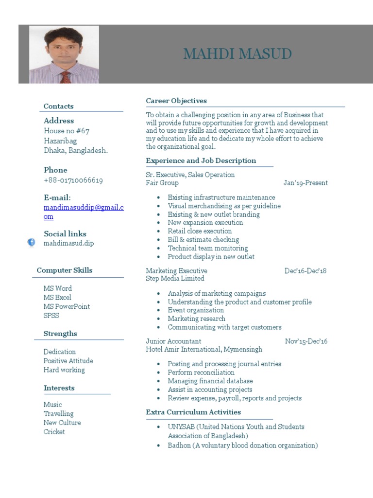 CV - Mahdi Masud PDF | Download Free PDF | Economies | Cognition