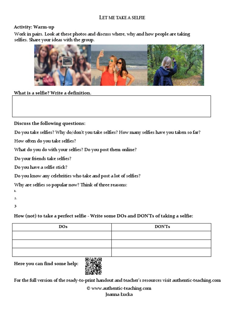 Selfie Authentic Teaching PDF | PDF
