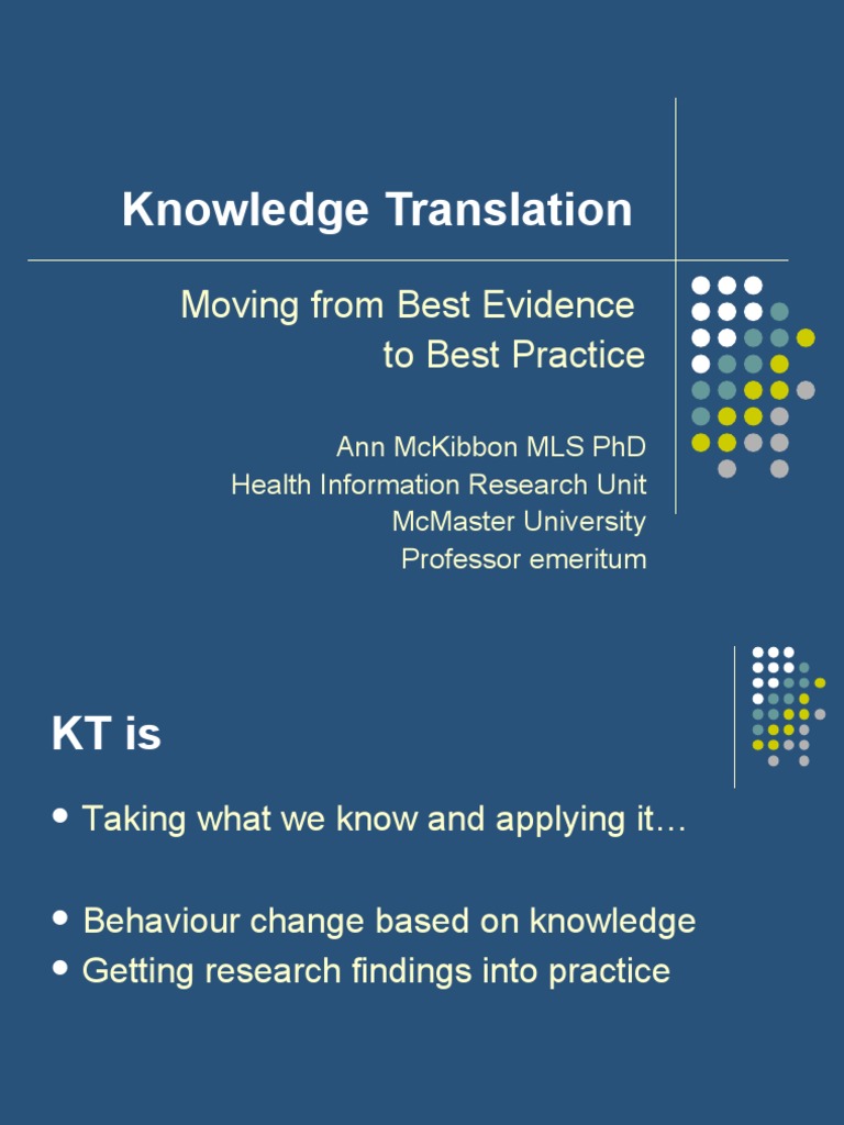 Knowledge Translation in Health Practices | PDF | Science | Medicine