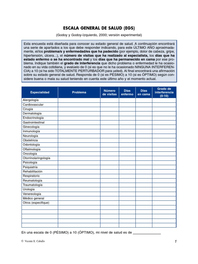 Escala General de Salud | PDF