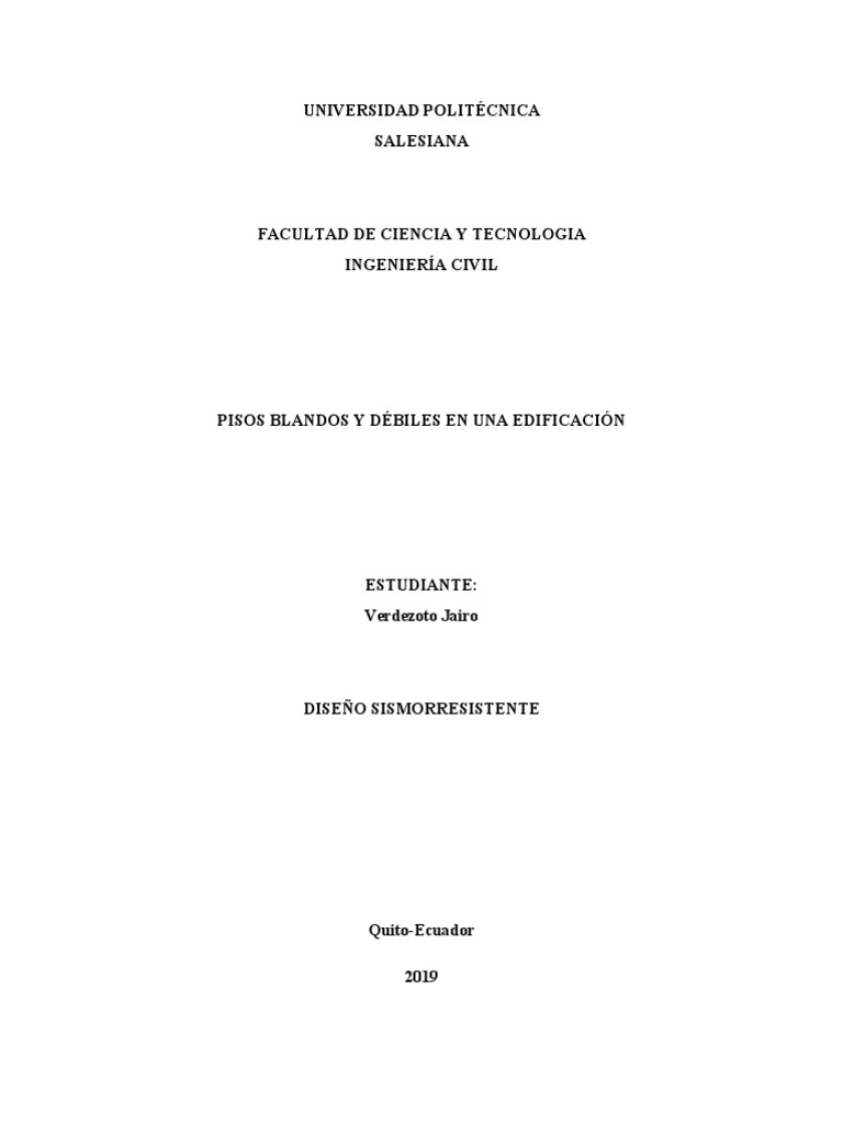 Piso Blando y Débil Jairo Verdezoto | PDF | Temblores | Rigidez