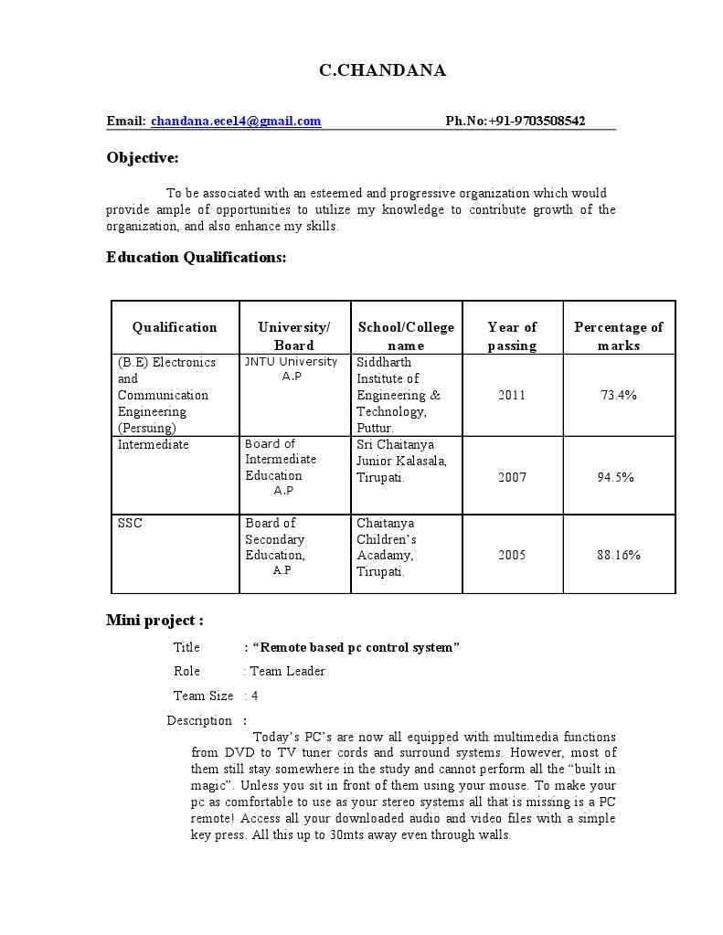 Chandu Resume | PDF | Personal Computers | Media Technology