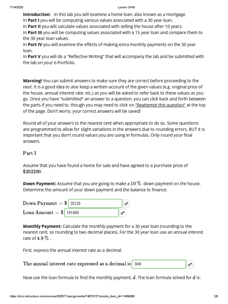Mortgage Lab for Students | PDF | Interest | Loans