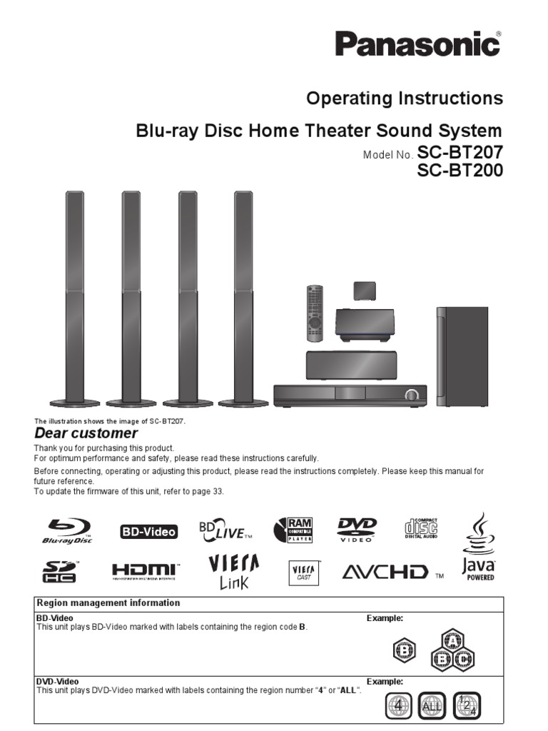 Panasonic SC BT200 | PDF | Blu Ray | Ac Power Plugs And Sockets