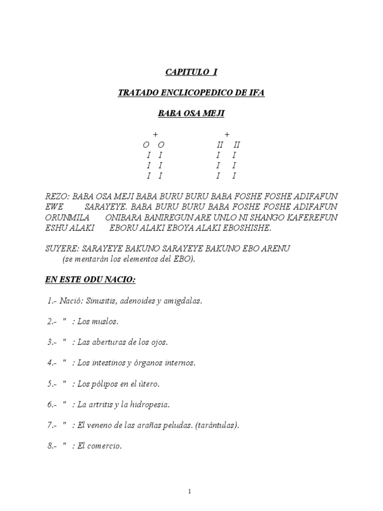 El tratado enciclopédico de Ifá sobre el Odu Osa Meji | PDF | Brujería ...