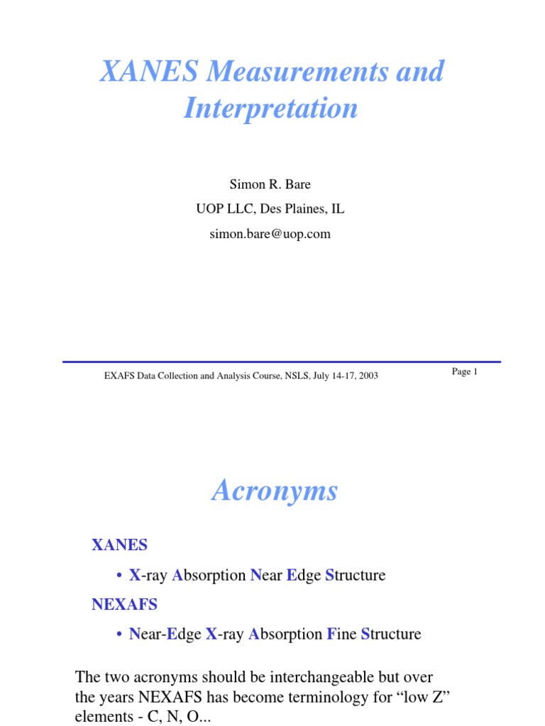 XANES Course for Researchers | PDF | Molecular Physics | Atomic Physics