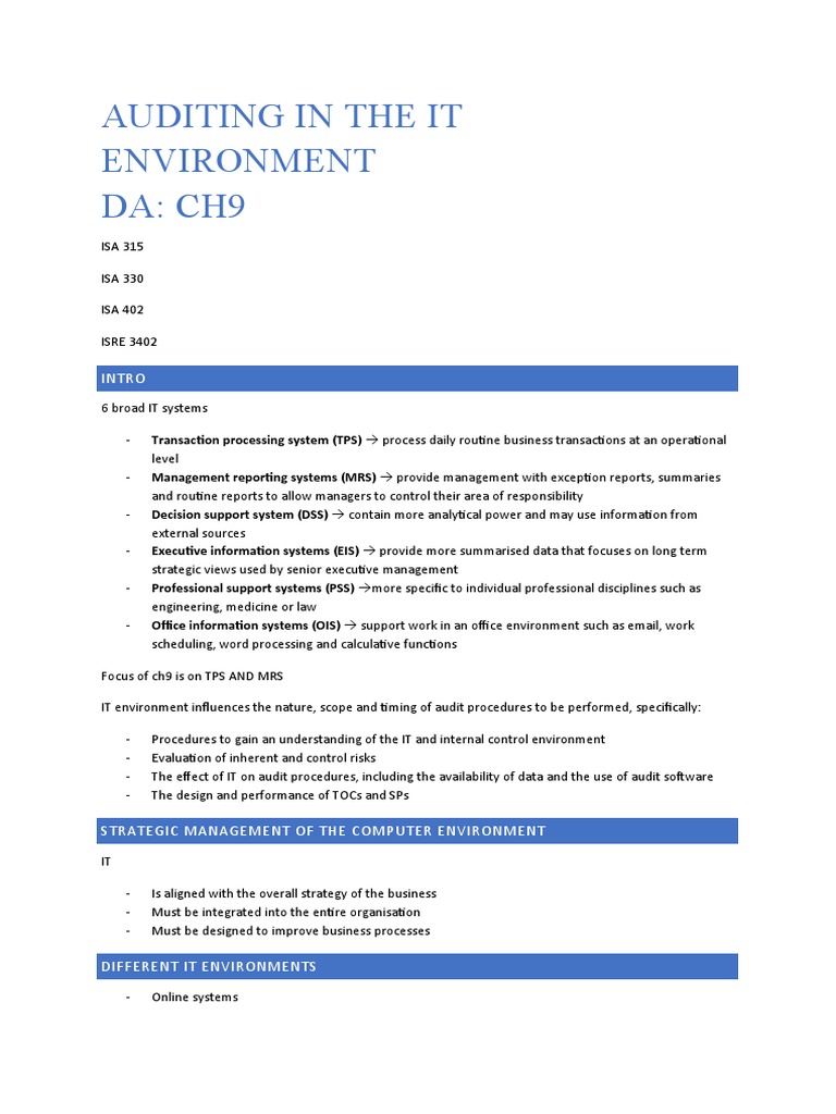 An In-Depth Look at Auditing in the IT Environment: Controls, Risks ...