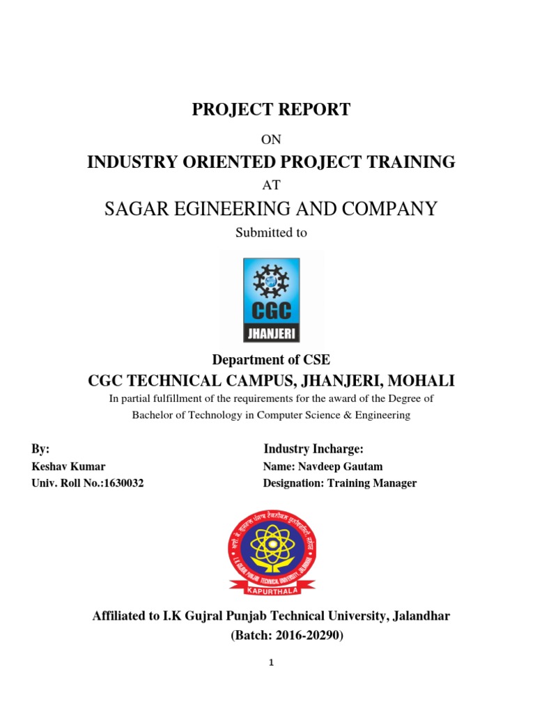 Industrial Report of Sagar and Engineering Company (Mech Final Year ...