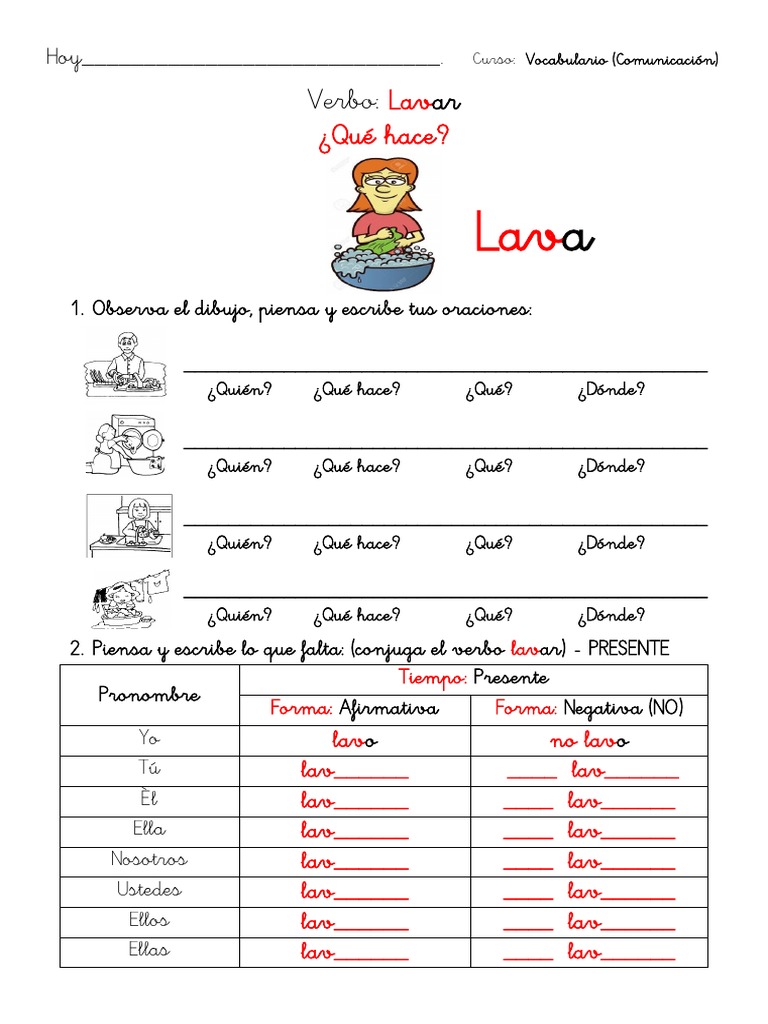 Verbo Lavar | PDF | Verbo | Sintaxis